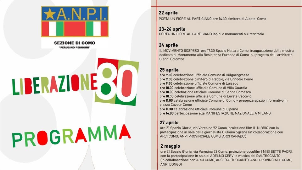25 APRILE/ PROGRAMMA A COMO – ANPI – Comitato Provinciale di Como ETS